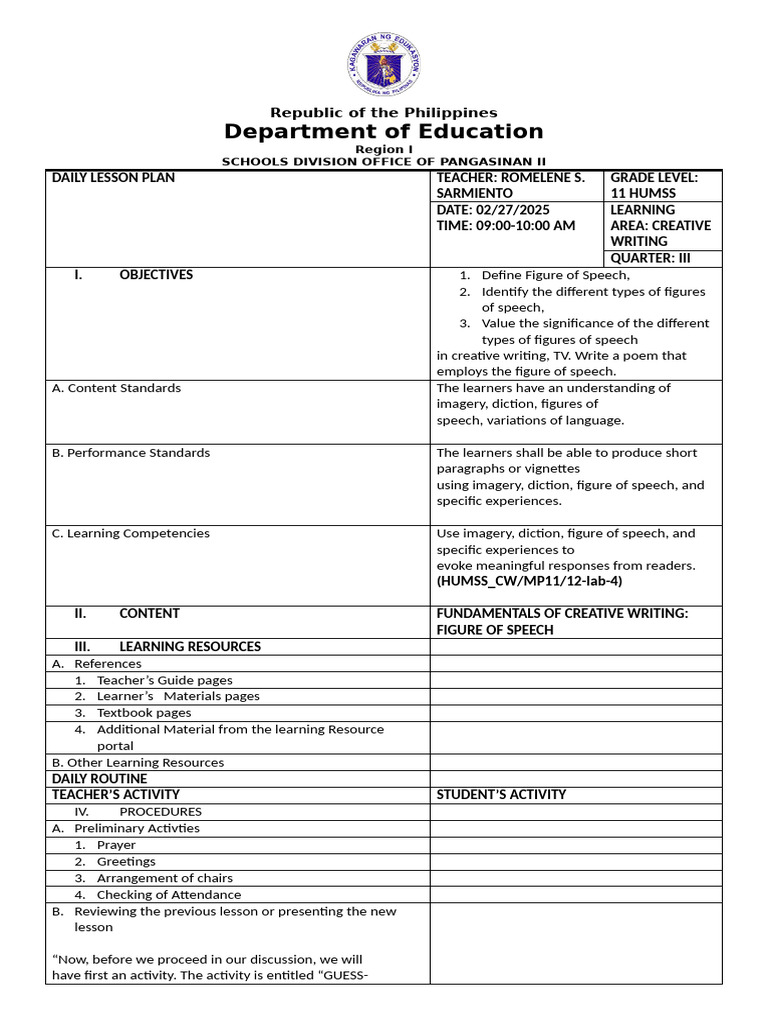 SHS DEMO DLP | PDF | Metaphor