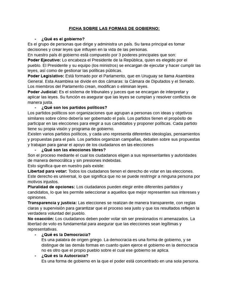 FICHA DE DEMOCRACIA Y AUTOCRACIA | PDF | Democracia | Ideologías políticas