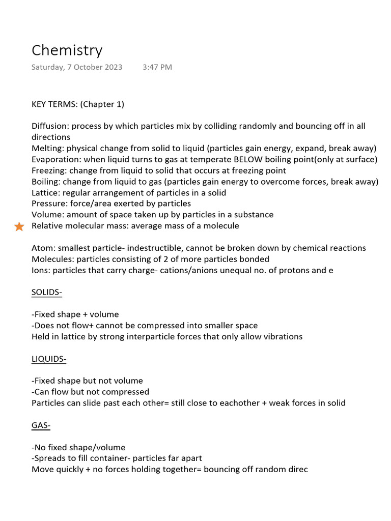 Chemistry revision note igcse igcsw ifcsw | PDF | Chemistry | Ion