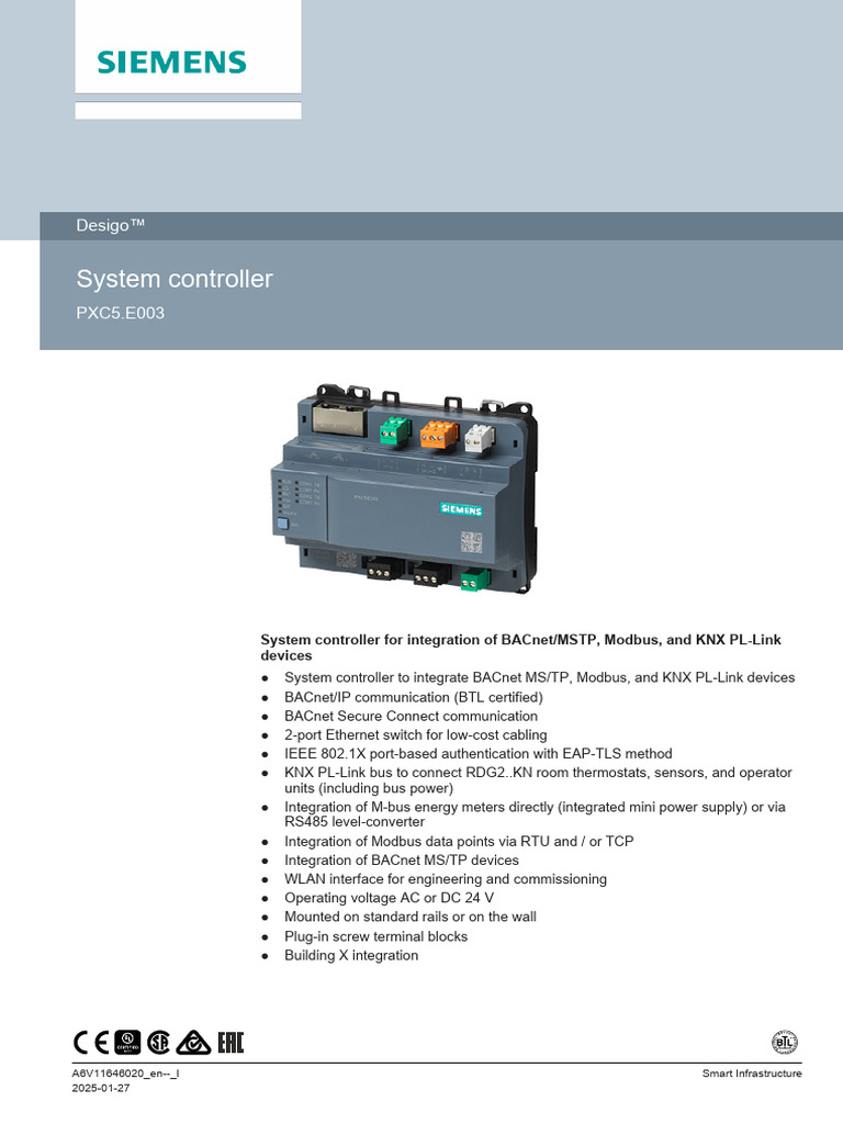System Controller PXC5.E003 | PDF | Power Supply | Direct Current