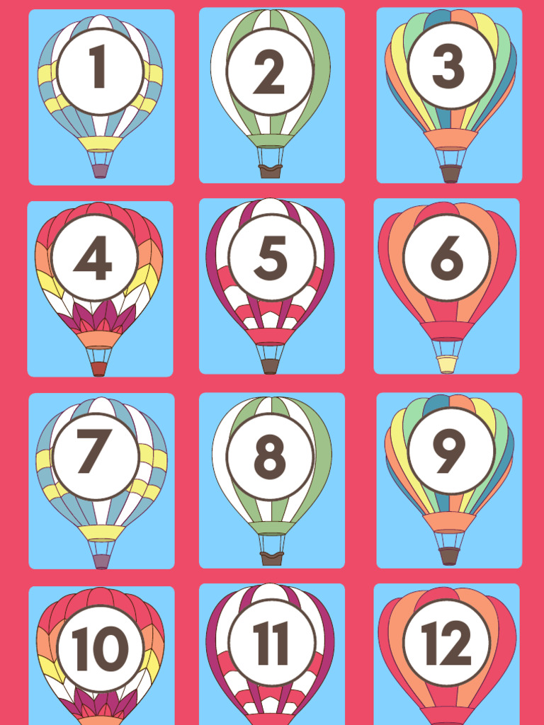 Hot Air Balloon Skip Counting by 2's Number Poster (21 × 29.7 CM) (29.7 ...