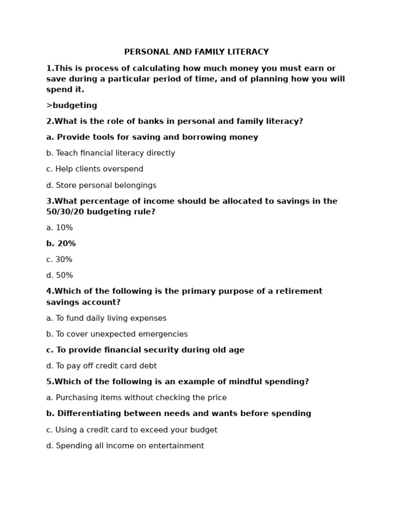 All Quiz Family and Consumer Life Skills 1 | PDF | Budget | Credit