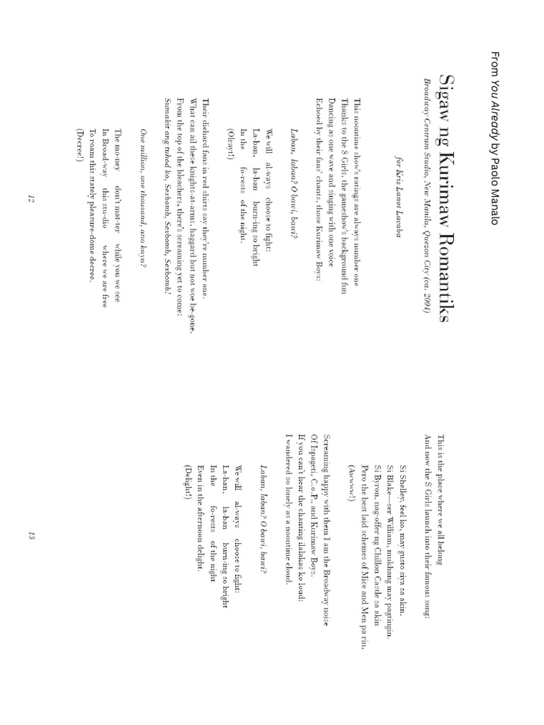 8 Sigaw NG Kurimaw, Paolo Manalo | PDF