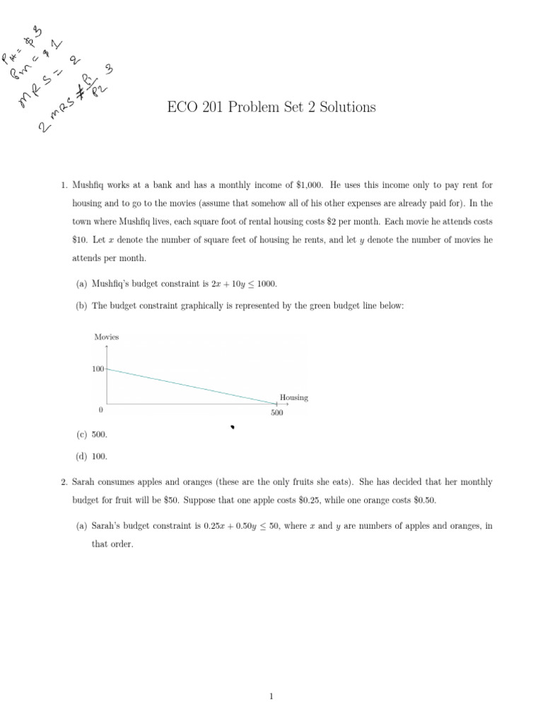 Problem Set 2 Solutions | PDF | Consumers | Economic Theories