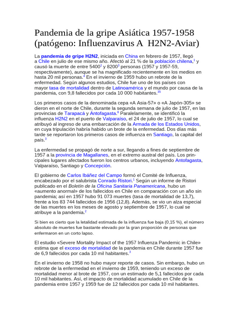 Pandemia de La Gripe Asiática 1957 | PDF | Influenza | Virus de la ...
