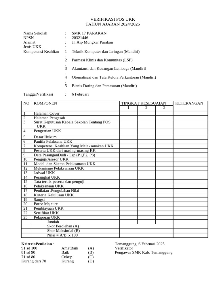 VERIFIKASI POS UKK 20232024 | PDF