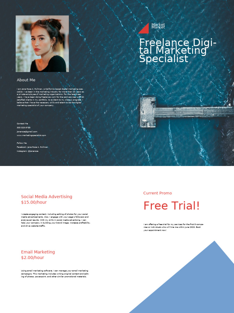 Bifold Freelance Job Brochure Template | PDF