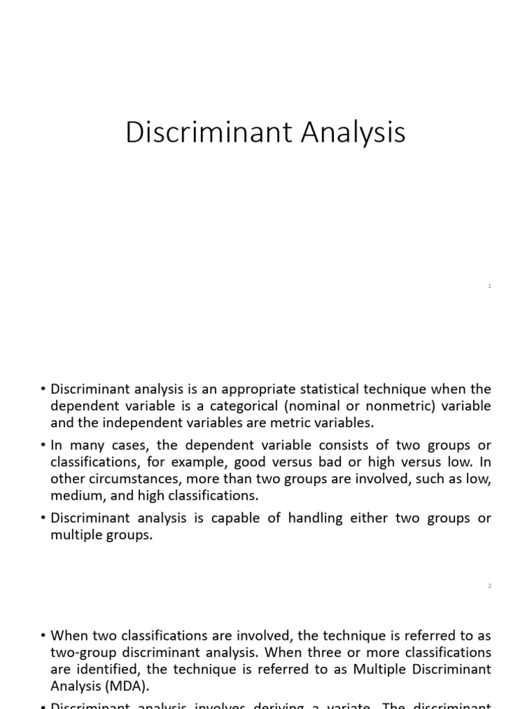 Discriminant Analysis | PDF | Dependent And Independent Variables | Statistical Classification