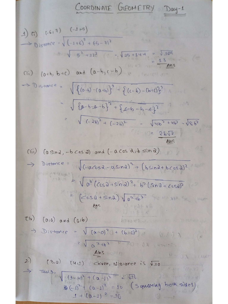 Coordinate Geometry DAY 1 | PDF