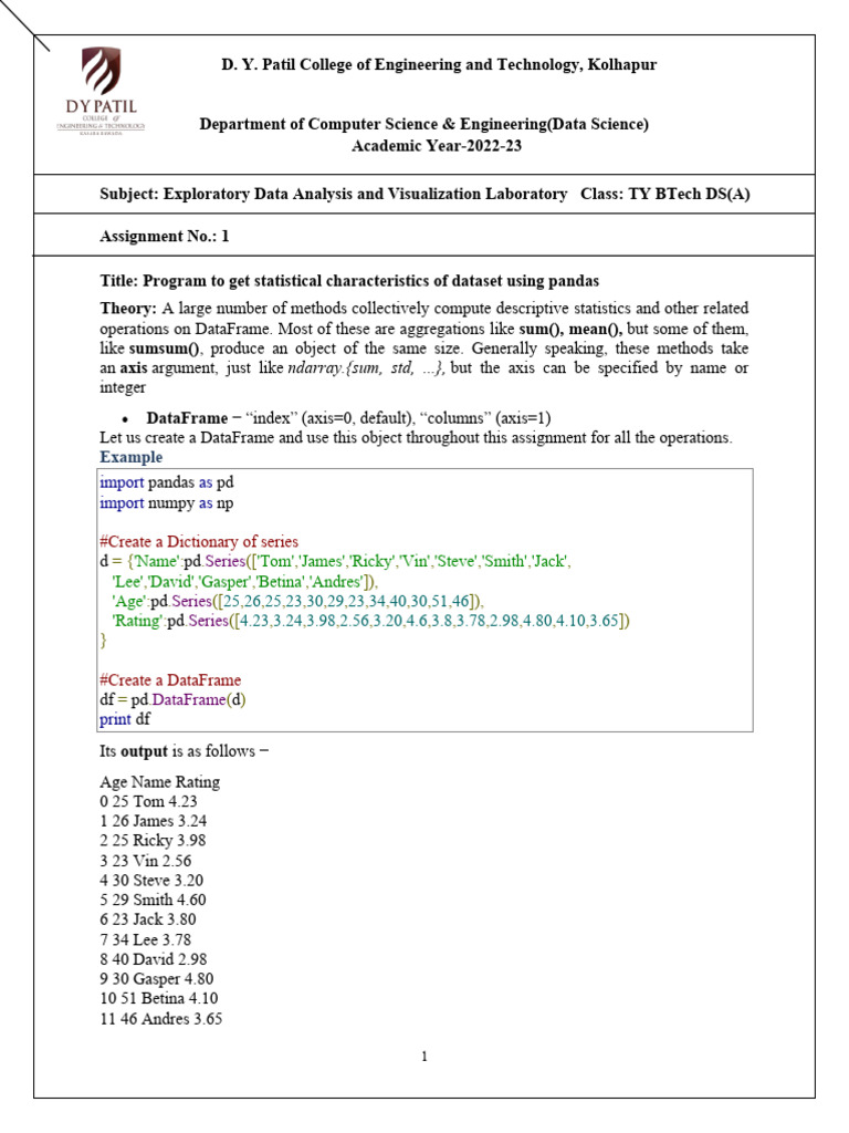609008987-EDA-Lab-Manual | PDF | Scatter Plot | Pie Chart