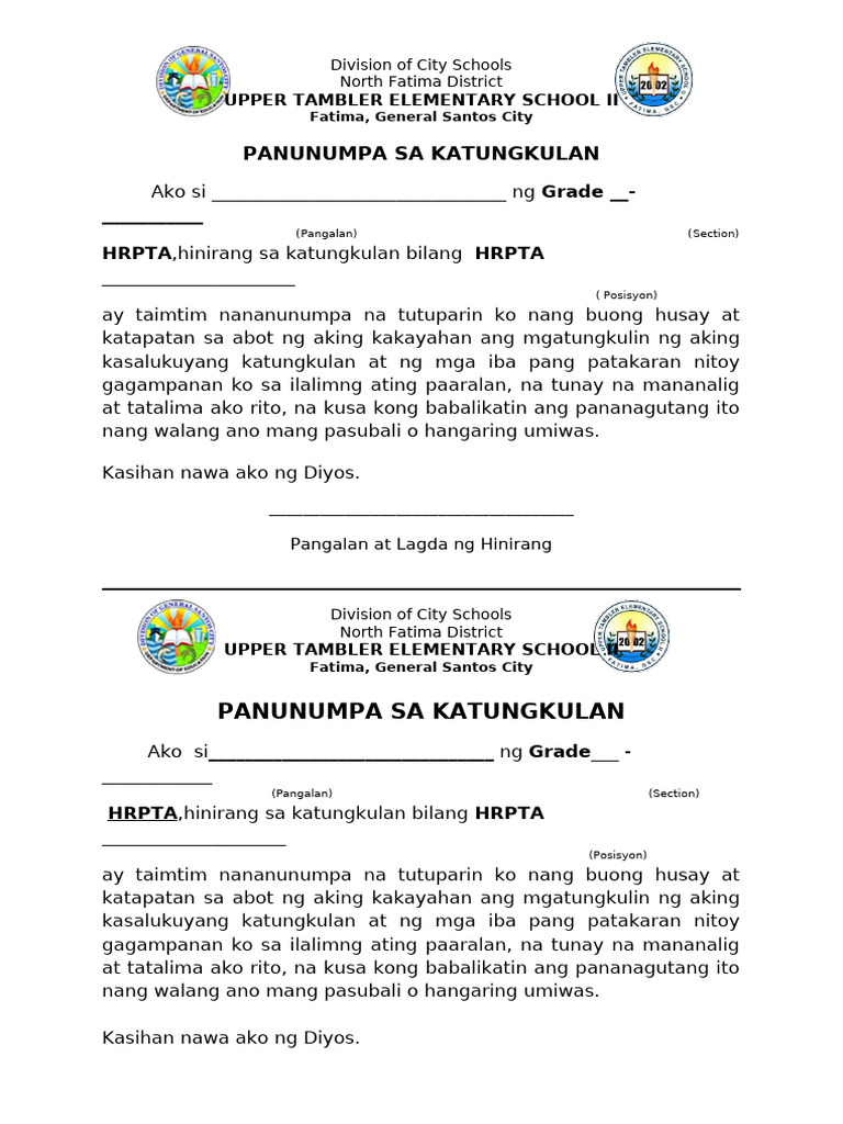 Panunumpa Sa Katungkulan | PDF