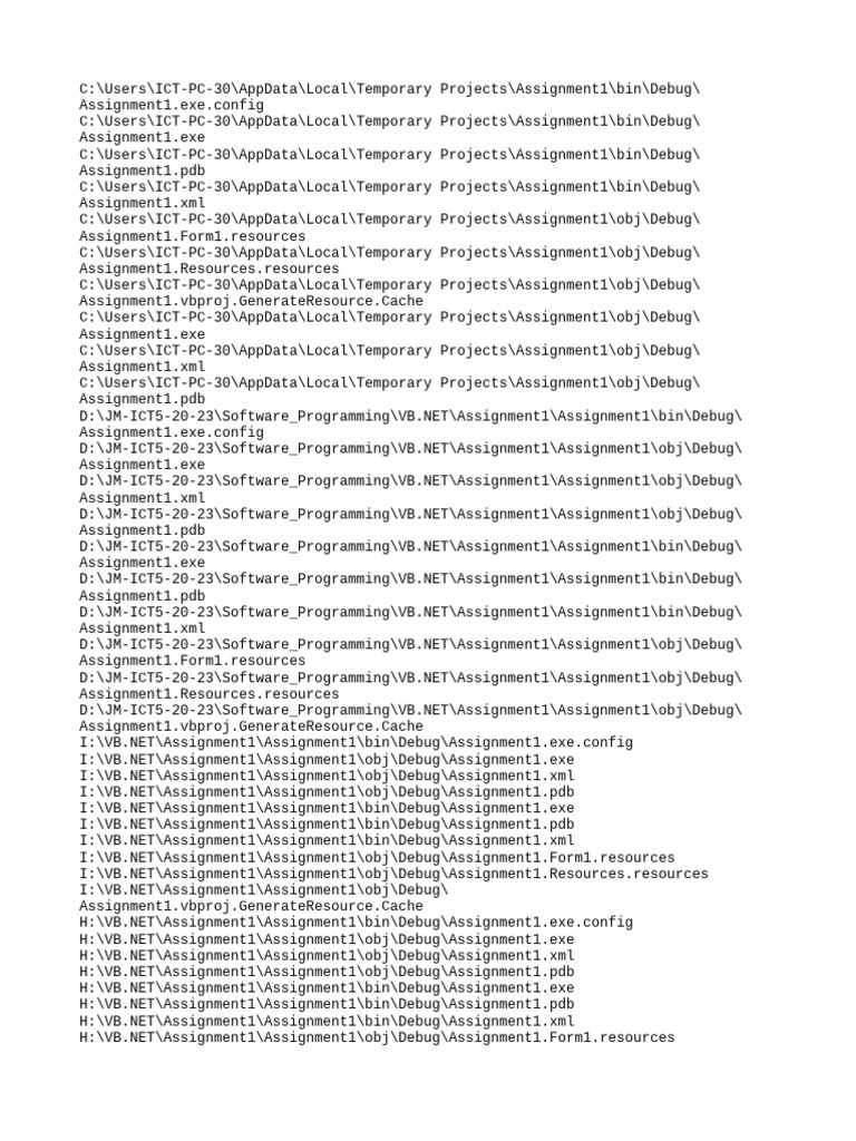 Assignment1.vbproj.FileListAbsolute | PDF | Software Engineering | Software Industry