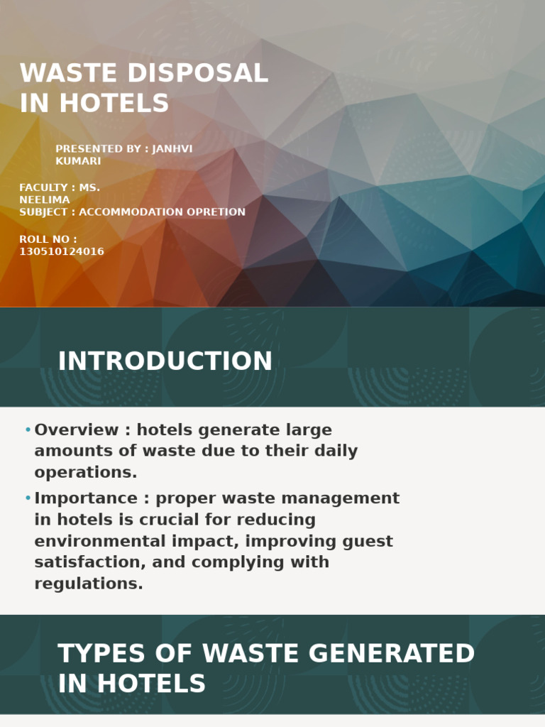 Sustainable Waste Management in Hotels | PDF | Waste Management | Waste