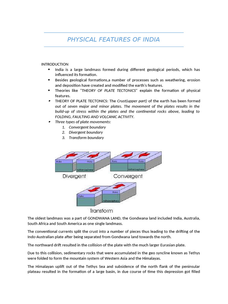 Physical Features of India Explained | PDF | Plate Tectonics | Himalayas