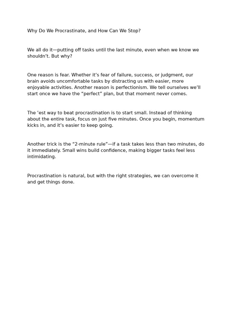 Why Do We Procrastinate | PDF