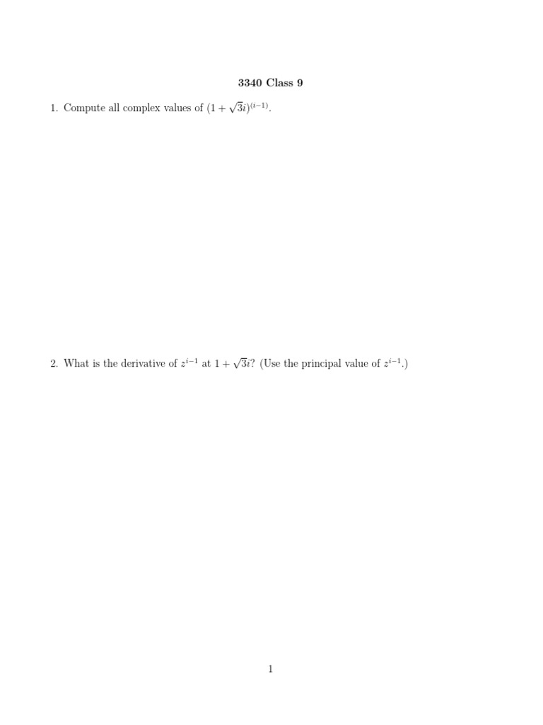 Complex Analysis Exercises | PDF