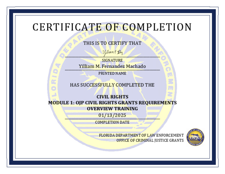Certificate of Completion - Module 1 | PDF