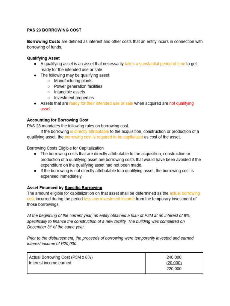 Understanding PAS 23 Borrowing Costs | PDF | Interest | Investing