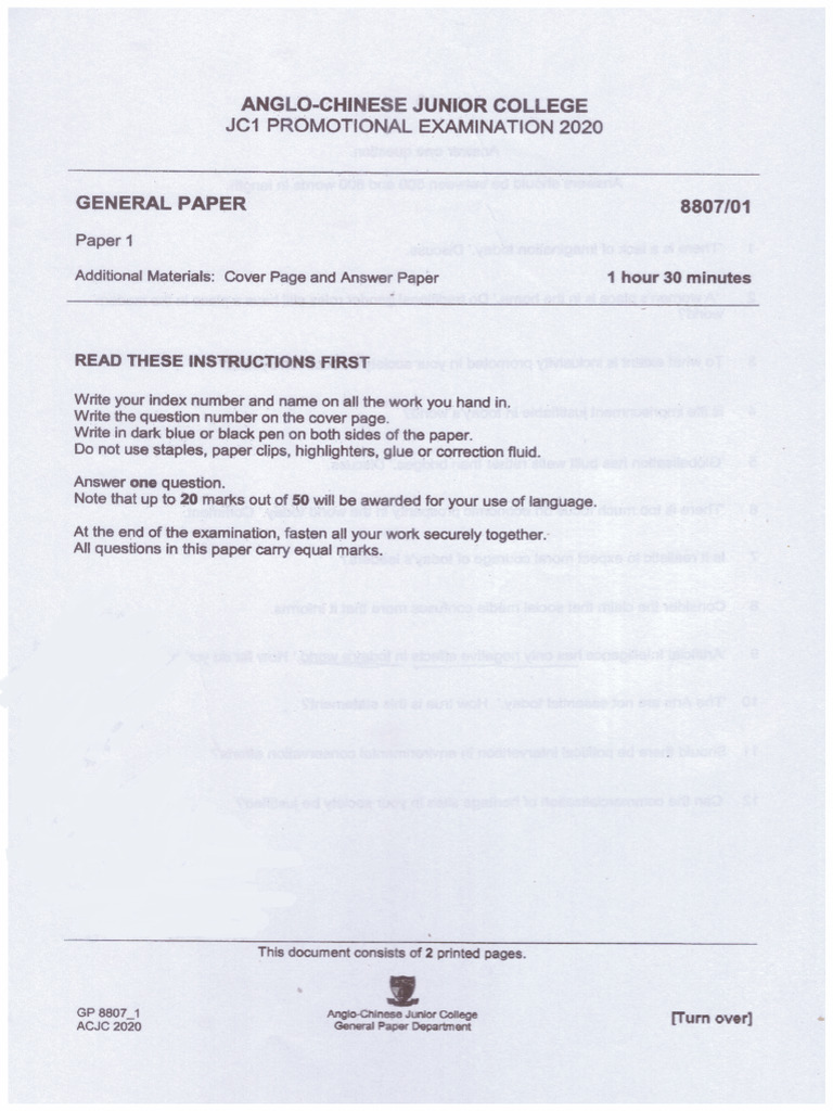 y20 Jc2 GP H1 Prelim ACJC | PDF