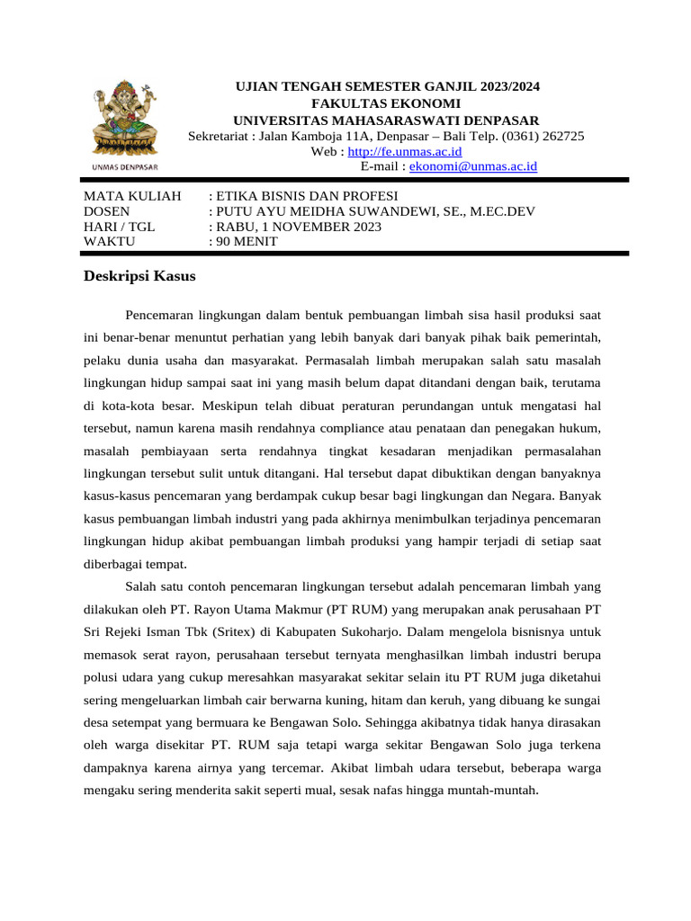 2023 Uts Etika Bisnis Dan Profesi | PDF