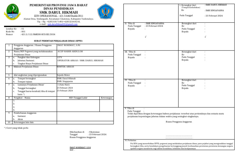 SPPD Perjadin Sample | PDF