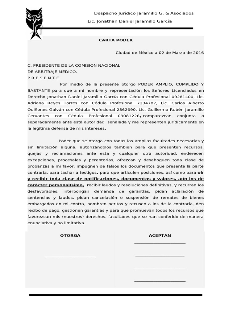 Carta Poder Ulises | PDF | Justicia | Crimen y violencia