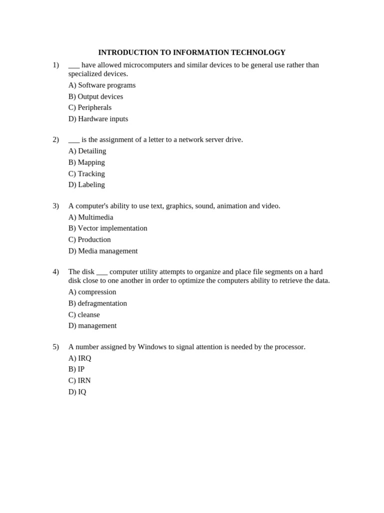 Introduction To Information Technology | PDF | Operating System | Input/Output