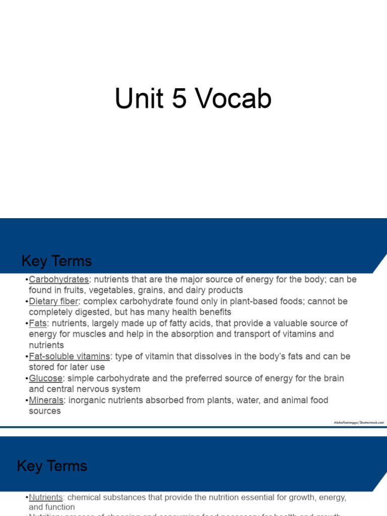 Copy of Unit 5 Vocab | PDF | Fat | Foods