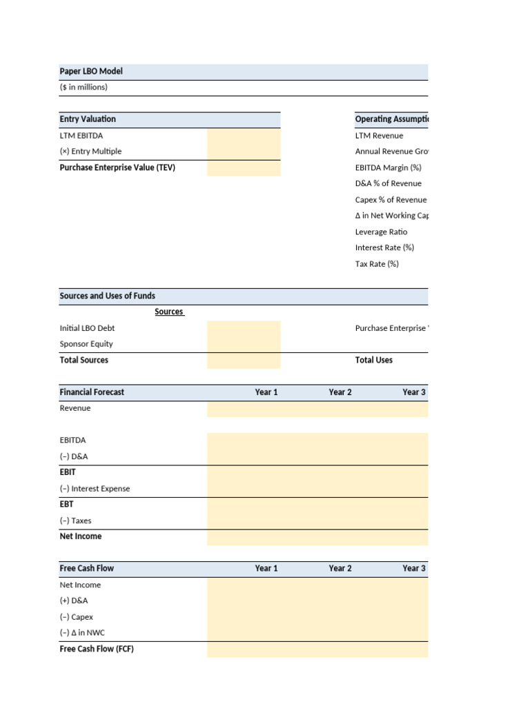 Comprehensive Paper LBO Model Guide | PDF