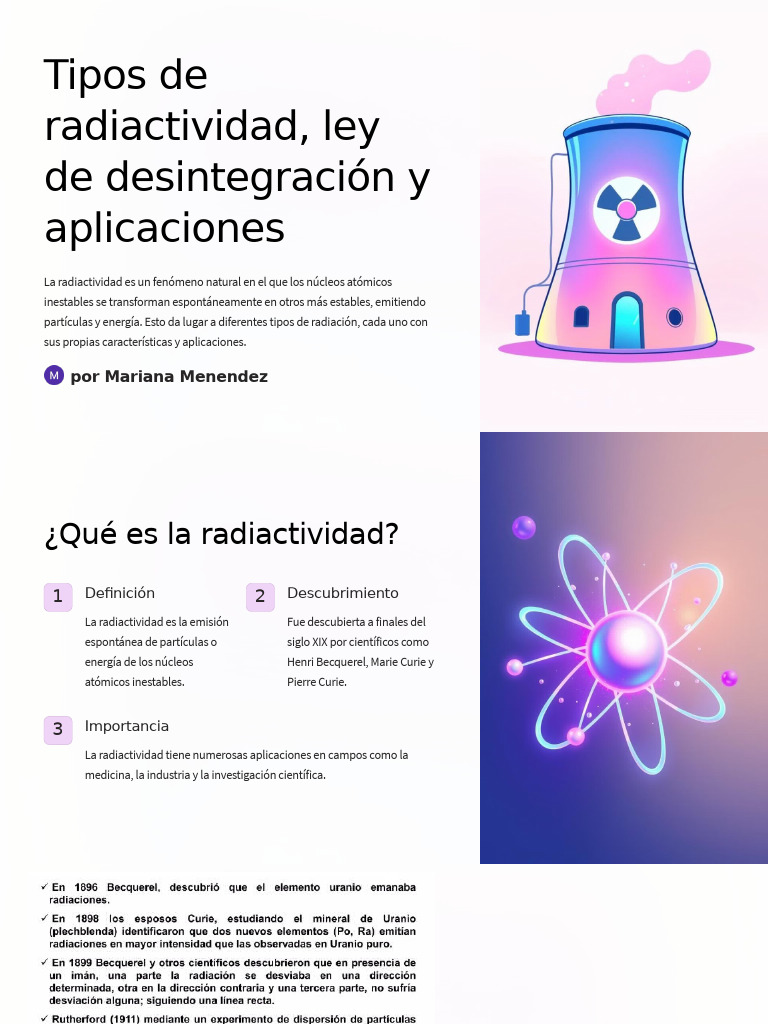 Radiactividad: Tipos, Leyes y Usos | PDF | Desintegración radioactiva ...