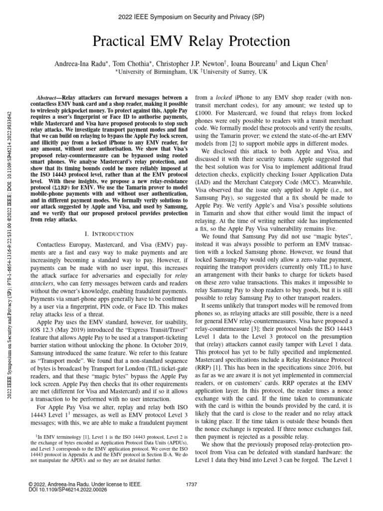 Practical EMV Relay Protection | PDF | Emv | Apple Pay