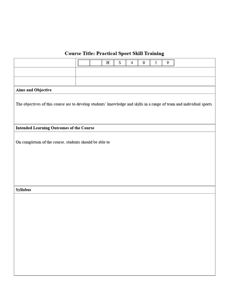 Practical Sport Skill Training Course | PDF | Physical Fitness ...