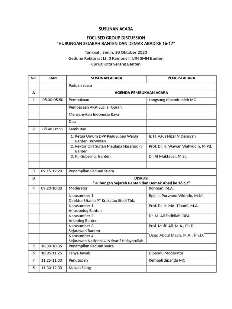 SUSUNAN ACARA BEDAH BUKU | PDF