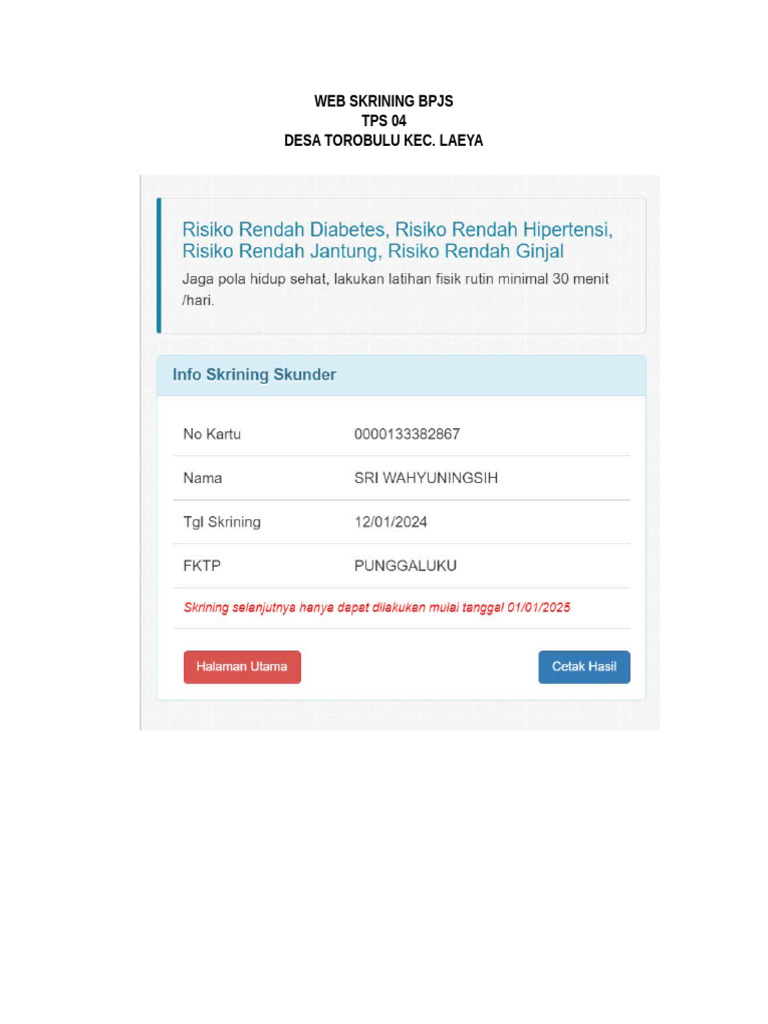 Web Skrining BPJS TPS 04 | PDF