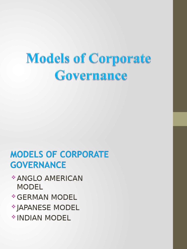 CG Models | PDF | Corporate Governance | Governance