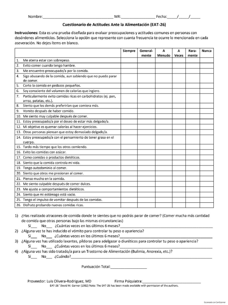 Bariatric Surgery Clearance Screening Scales Spanish | PDF