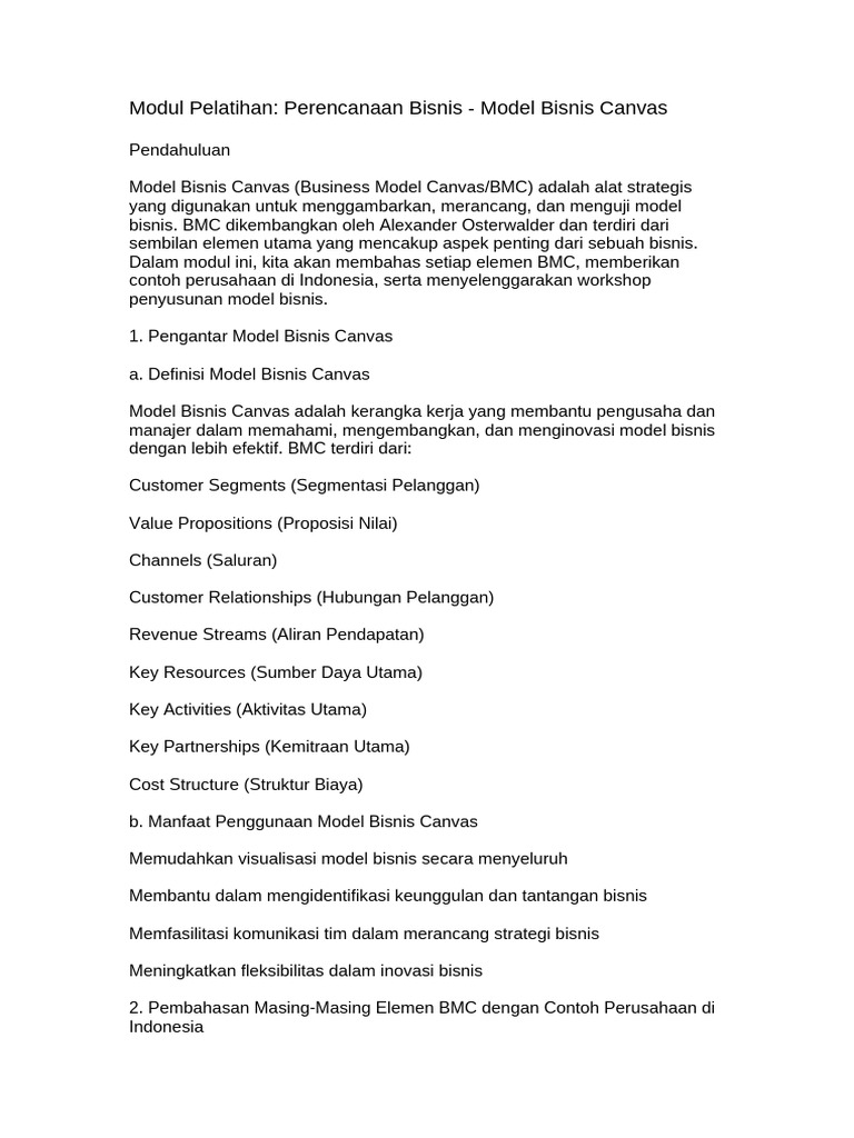 Modul Canvas Bisnis Model | PDF
