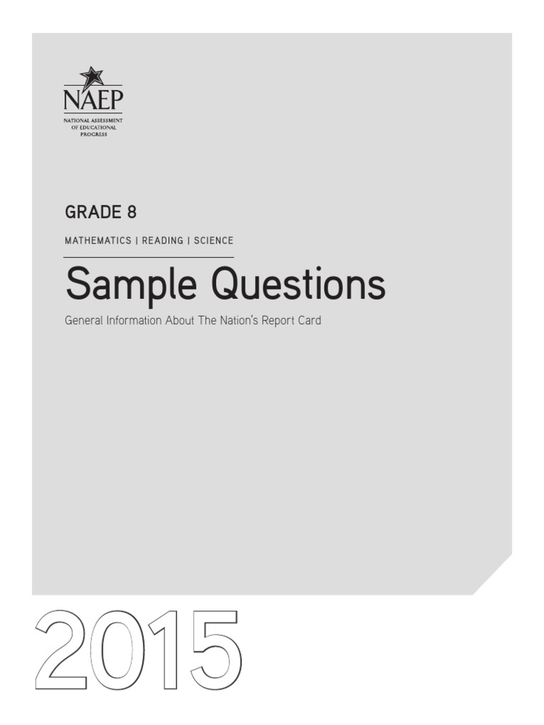 02 - 2015 Sample Questions Booklet Grade 8 FINAL | PDF | National Assessment Of Educational ...