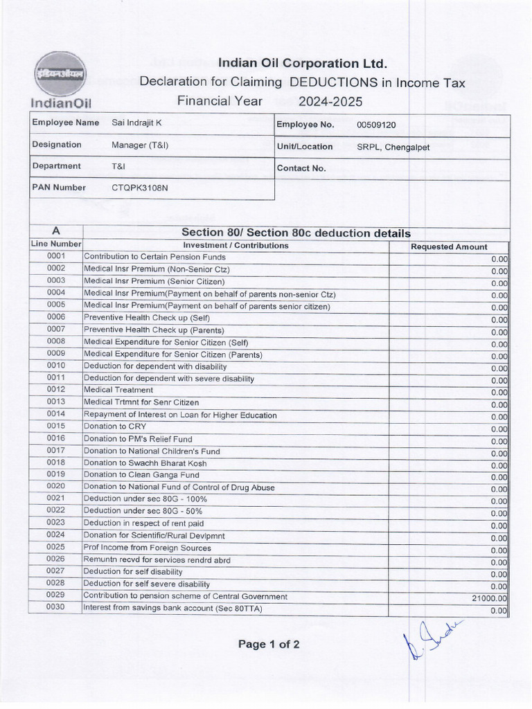 NPS Declaration | PDF