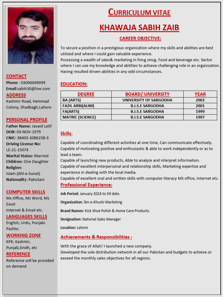 Khawaja Sabih Zaib Updated CV 2024 | PDF