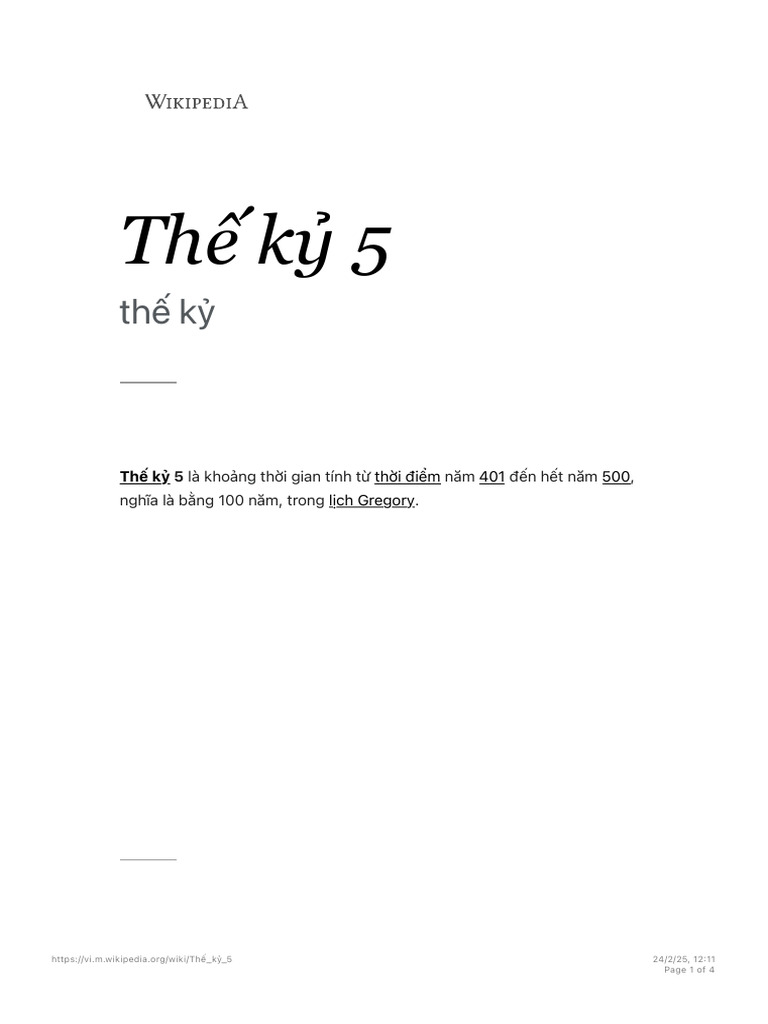 Thế kỷ 5 – Wikipedia tiếng Việt | PDF