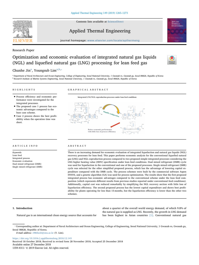 Optimization and Economic Evaluation of Integrated Natural Gas Liquids ...