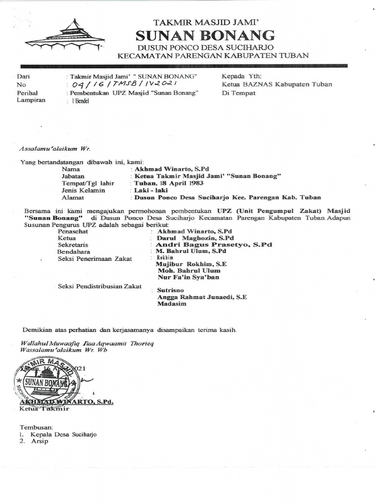 Pengajuan SK Upz Masjid | PDF