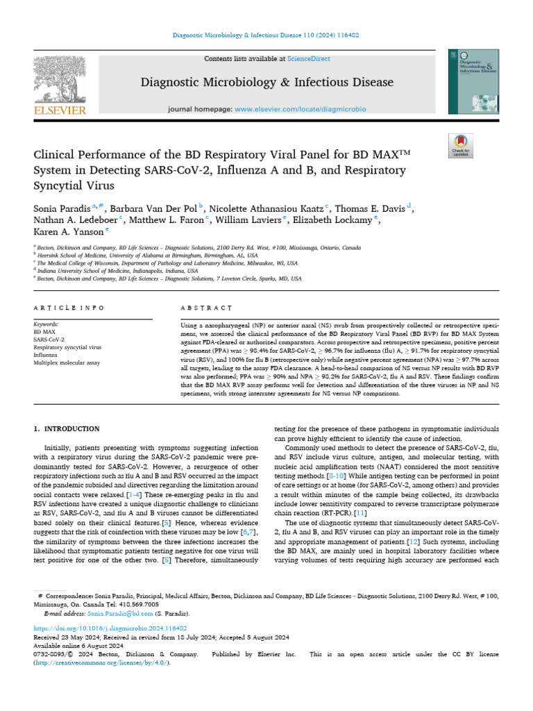 BD MAX RVP: H5N1 Inclusivity Study | PDF | Influenza | Infection