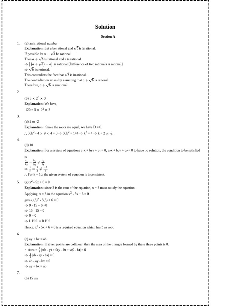 Maths Basic Sample Papper Set 3 | PDF | Equations | Circle