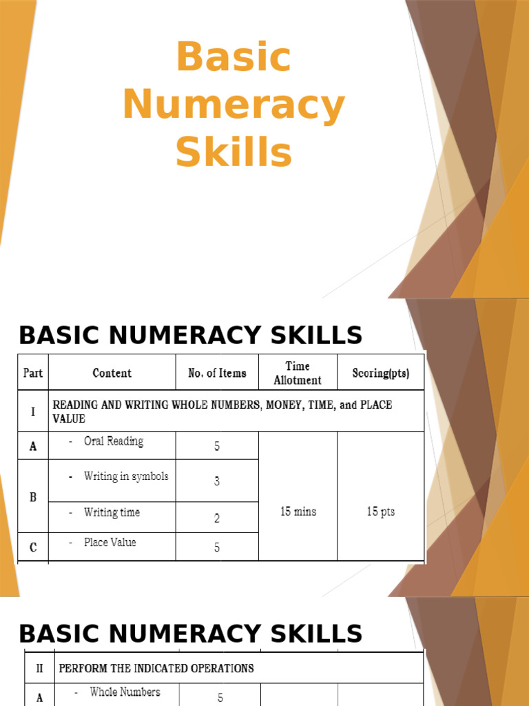 Basic Numeracy Skills | PDF