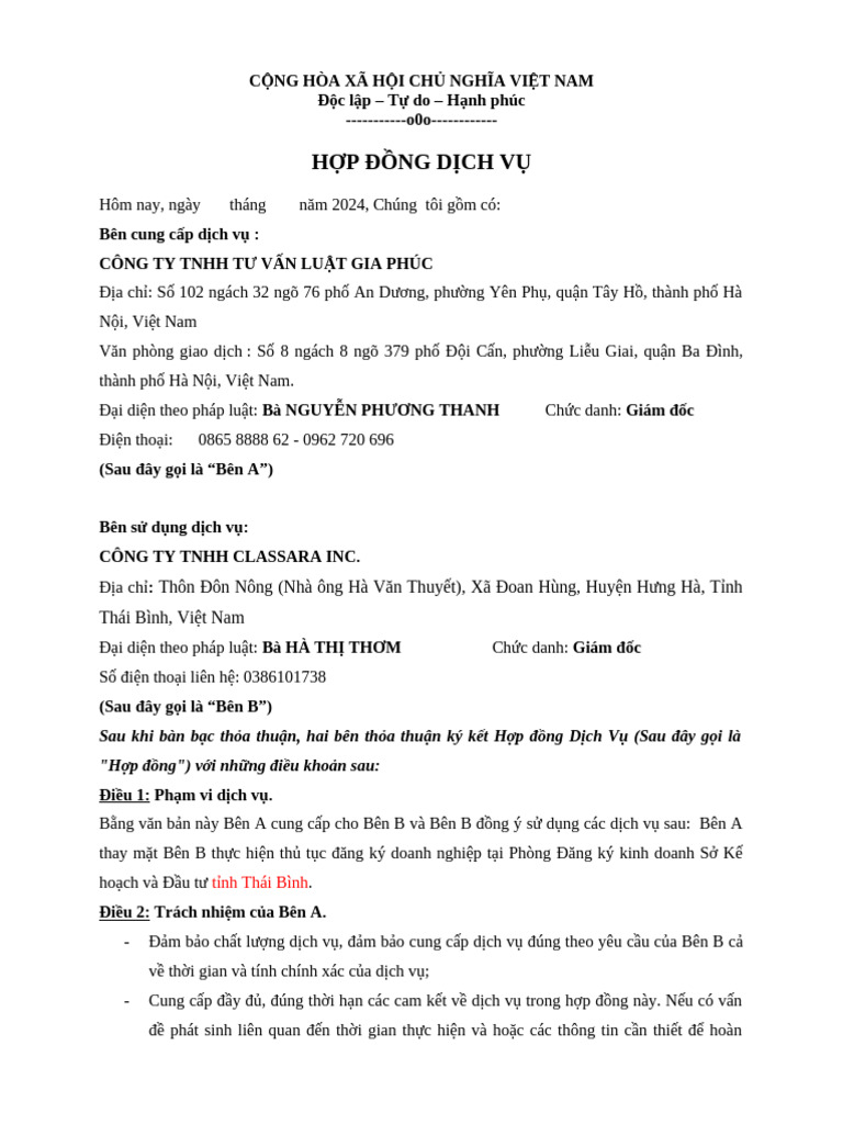 HỢP ĐỒNG TVDV | PDF