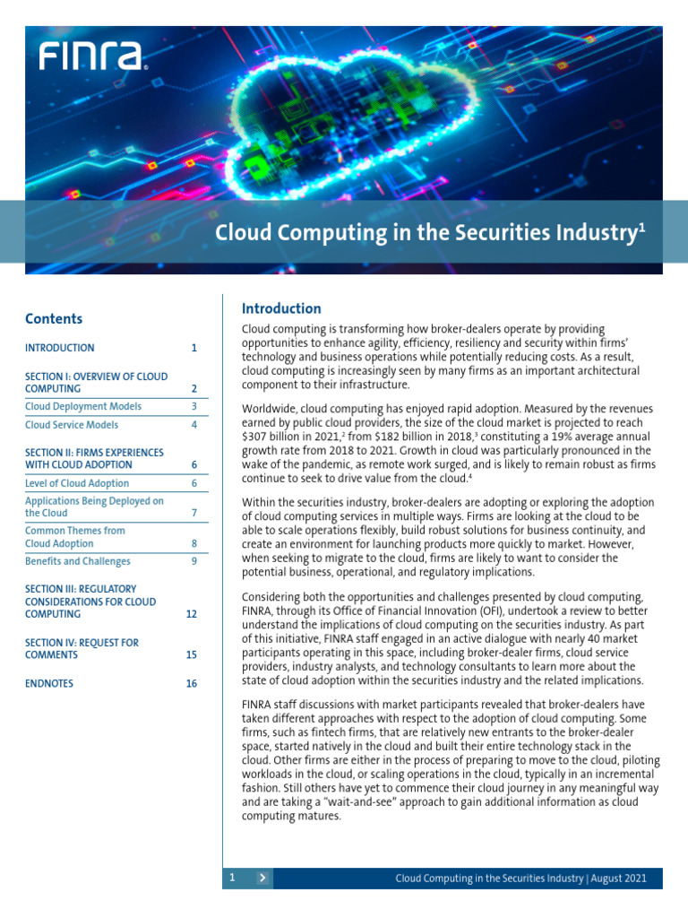 2021 Cloud Computing in The Securities Industry | PDF | Cloud Computing | Software As A Service