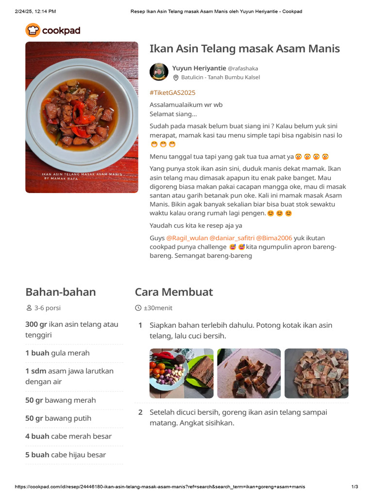 Resep Ikan Asin Telang _ | PDF