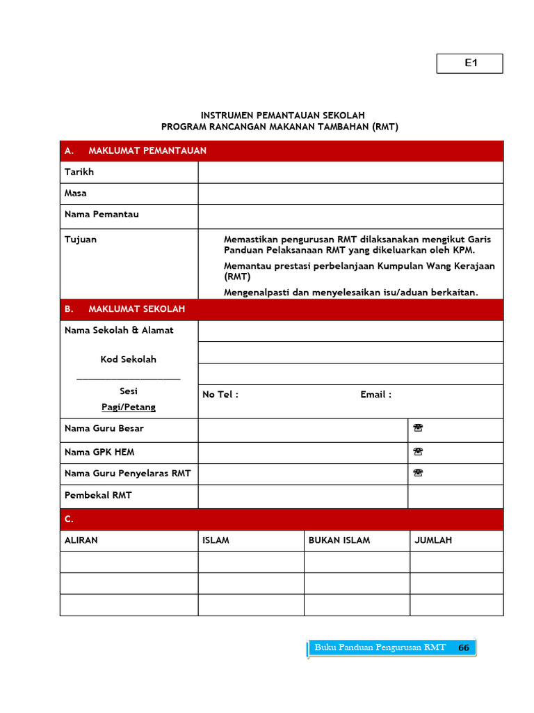 Borang Pemantauan RMT | PDF